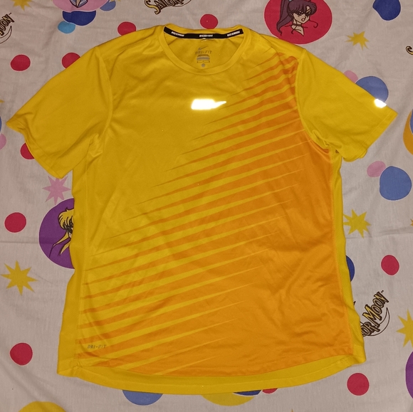 Nike | Shirts | Nike Run Dri Fit Yellow Jersey Shirt Fitness Gym ...